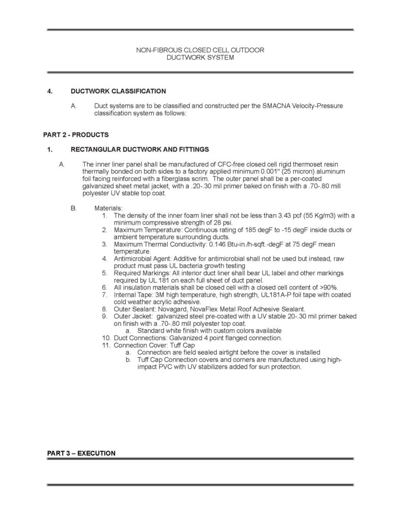 Technical Data – Tuff Duct Systems